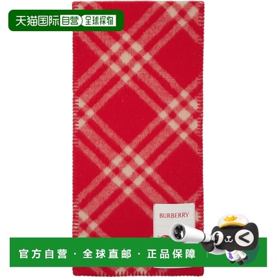 香港直邮Burberry 巴宝莉 女士 红色 Check Wool 围巾 8118631