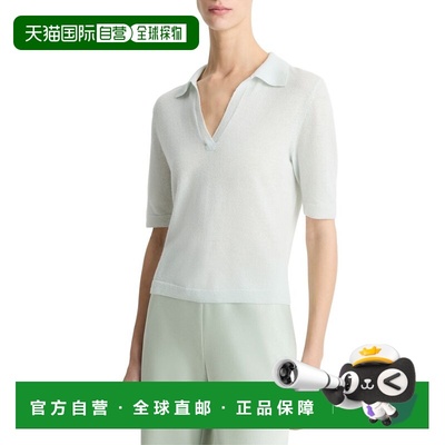 自营Vince Cashmere & Silk-Blend Silk Blend Polo Shirt - whit