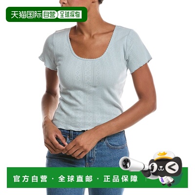 自营Perfectwhitetee Helen Pointelle裁剪t恤-蓝色 美国奥莱直发