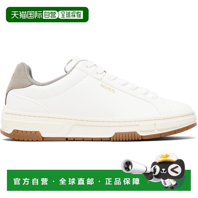 1h可退 香港直邮boss 雨果 男士 白色 Faux-Leather Trainer 运动