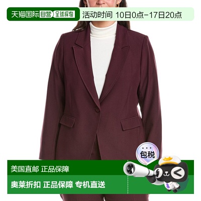 自营Tahari ASL Plus Solid Blazer - Purple 外套美国直发奥莱