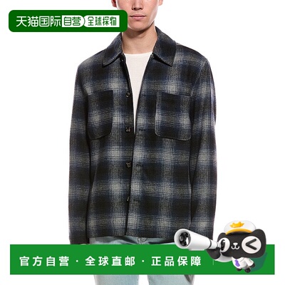 自营Slate & Stone Plaid Wool-Blend Shirt Jacket - blue 美国