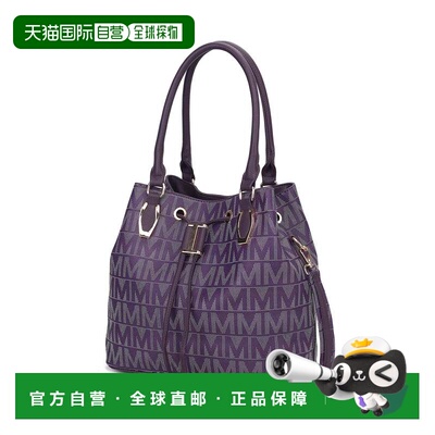 自营mia k collectionJane Vegan女式皮革手提包-深紫色 美国奥
