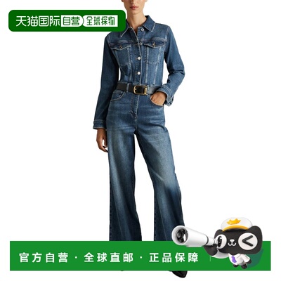 自营Reiss Celeste Relaxed Denim Jumpsuit - blue 美国奥莱直发