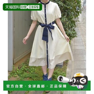 1h可退 日本直邮axes femme 女士拼接条纹衬衫连衣裙 TS351X136