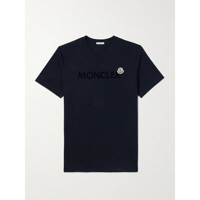 Moncler 盟可睐 男士 Logo-Flocked 修身棉针织T恤 8C000478390T