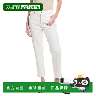 自营 EILEEN FISHER高腰修身脚踝牛仔裤-米色 美国奥莱直发直筒裤