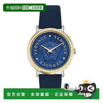 自营versaceV-Dollar皮革手表-蓝色/双色调/蓝色 美国奥莱直发