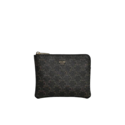 香港直邮CELINE 女士钱包 10C662BTA38NO CO 黑色 TRIOMPHE CANVA