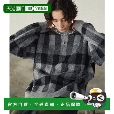 1h可退 日本直邮Bleme男装 复古格纹 加绒针织衫 宽松半高领 blm2