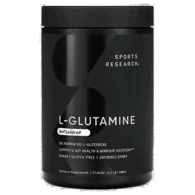香港直邮Sports Research,L-谷氨酰胺，原味，1.1 磅（500 克）