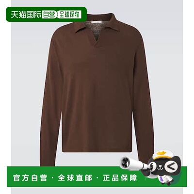 1h可退 香港直邮The Row 男士 Stafford 真丝Polo衫 brown棕色 舒