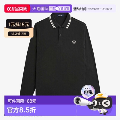 日本直邮FRED PERRY M3636_LS TWIN TIPPED 男女同款长袖POLO衫
