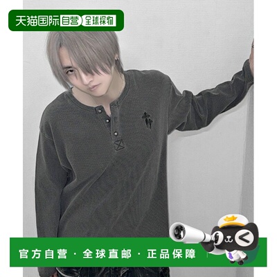 日本直邮SILVER BULLET 男女同款 刺绣华夫格亨利领长袖T恤 23030