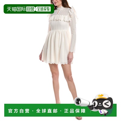 自营Rebecca Taylor Chevron Lace Mini Dress - white 美国奥莱