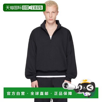 香港直邮SKIMS 男士 黑色 Fleece Lounge Relaxed Quarter Zip 套
