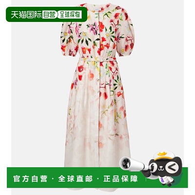 香港直邮Gabriela Hearst 女士 Ignis 花朵亚麻中长连衣裙