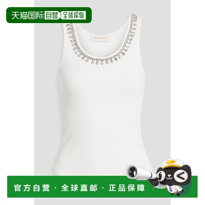 1h可退 香港直邮潮奢 ZIMMERMANN 女士 水晶装饰罗纹棉混纺背心 9