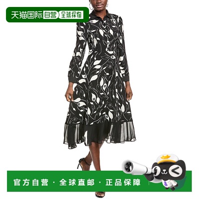 自营 Gracia纽扣前襟MidI连衣裙-黑色 美国奥莱直发新款纱裙