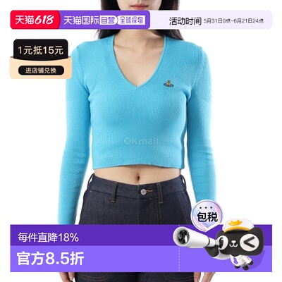 韩国直邮Vivienne Westwood BEA 系列 2024秋冬 V领短款针织衫