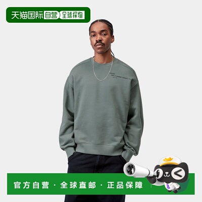 自营欧洲直邮Carhartt WIP Punched男士丝绒绿色棉宽松卫衣