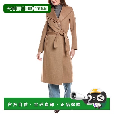 自营Tahari Elliot Long Wool-Blend Coat - brown 美国奥莱直发
