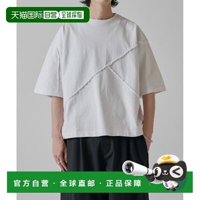 1h可退 日本直邮Neucon 男装 全棉斜裁拼接宽版短款T恤 LUZ506150