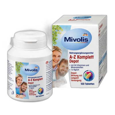 欧洲直邮Mivolis复合维生素A-Z100片B族b2b12综合ad维c多种矿物质