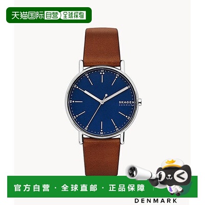 日本直邮Skagen SIGNATUR 中棕色皮革手表 SKW6355 男士北欧风格