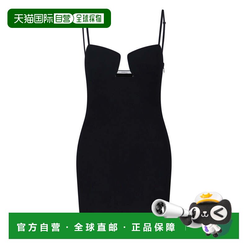 自营givenchy黑色Cutaway粘胶混纺迷你连衣裙-黑色 美国奥莱直发