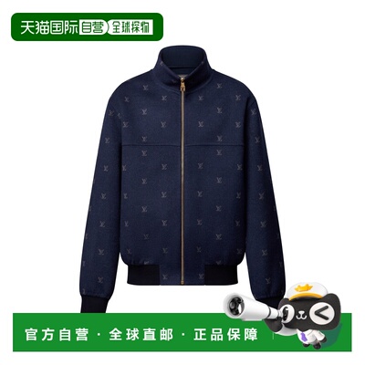 自营欧洲直邮LV路易威登 Blason男士海军蓝羊毛logo标识夹克