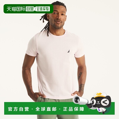 自营 Nautica Mens Solid Crewneck T-Shirt - cradle pink 美国