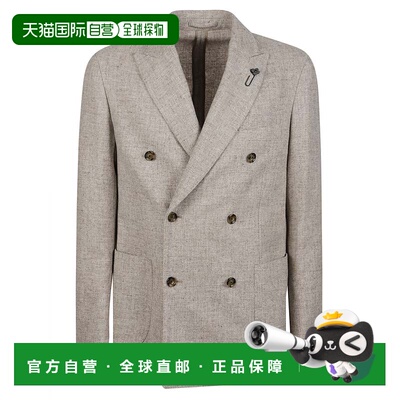自营lardiniRoma双排扣宽翻领羊毛夹克-neutrals 美国奥莱直发