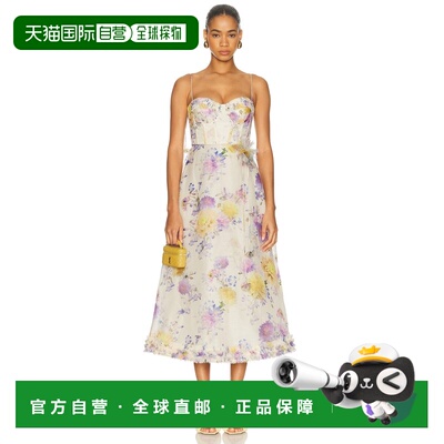 香港直邮ZIMMERMANN 女士 Luna 皱褶中长连衣裙 7568DS261