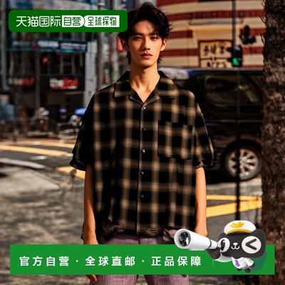 1h可退 日本直邮DankeSchon 男女短袖格纹破坏感衬衫 7845223205