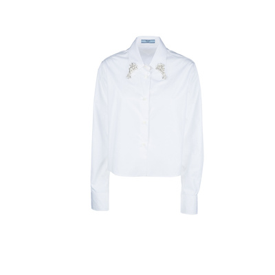 PRADA 女士衬衫 P472HR155WF0009 SS2025 白色