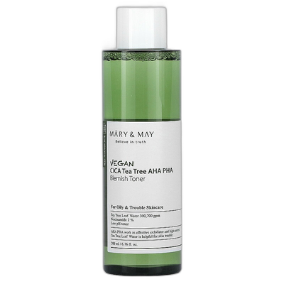 香港直邮Mary & May,全素积雪草茶树 AHA PHA，祛痕爽肤水，6.76