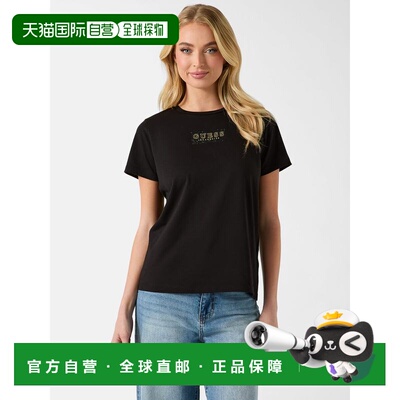 自营guessEco Studs Logo Tee - black 美国奥莱直发女装