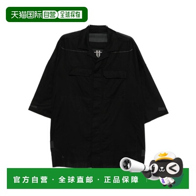 香港直邮RICK OWENS 男士衬衫 RU01F2298CV09 SS2026 黑色 短袖衬