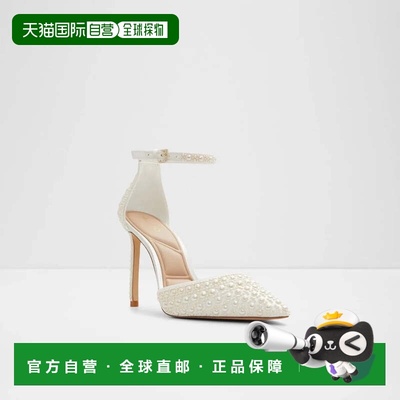 自营Aldo Derperla Pumps Women's White Pearl Ankle Strap Stil