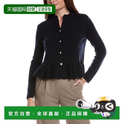 自营Bruno Magli Merino Wool Peplum Sweater Jacket - navy 美