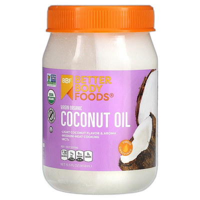 香港直邮BetterBody Foods,初榨有机椰子油，15.5 液量盎司（458