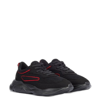 自营 hugo bossHugo 男式 Leon 跑步运动鞋，黑色 - 黑色 美国奥