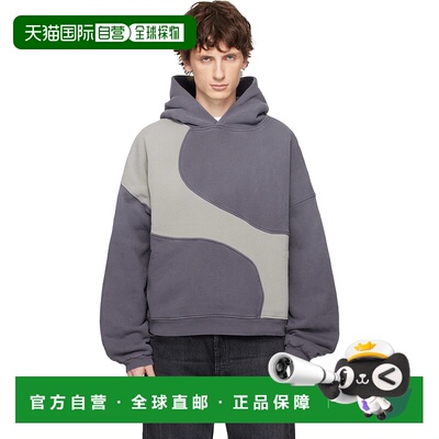 1h可退 香港直邮潮奢 Erl 男士 灰色 Wave 连帽衫 ERL11T024卫衣