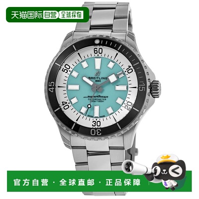 自营breitling百年灵Superocean全自动44绿松石表盘钢制男士手表A