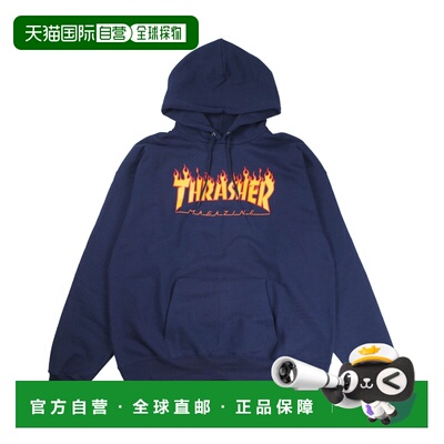 日本直邮THRASHER 男女同款 火焰Logo加绒连帽卫【付后1h可退】