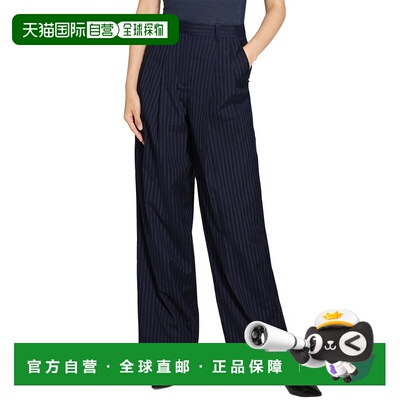 自营Theory Double-Pleat Linen-Blend Pant - blue 美国奥莱直发