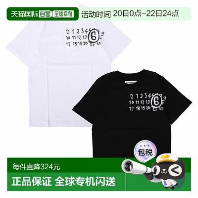 日本直邮MM6 Kids Maison Margiela 女士短袖 T恤带编号徽标棉质/