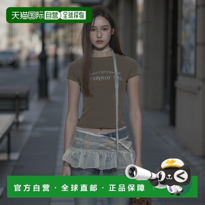 韩国直邮SCULPTOR美式复古街头辣妹潮牌新款T恤SC24S276BR高档