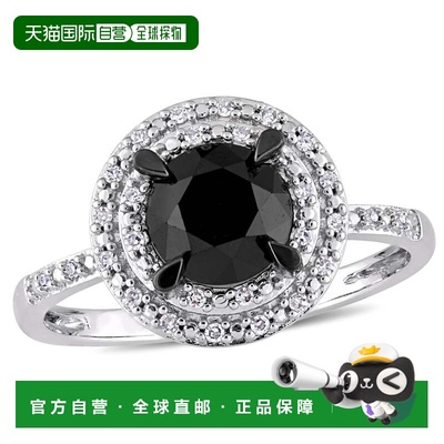 自营mimi & maxMimi&Max 1 5/8ct TW黑白钻石双光环戒指14k白金-